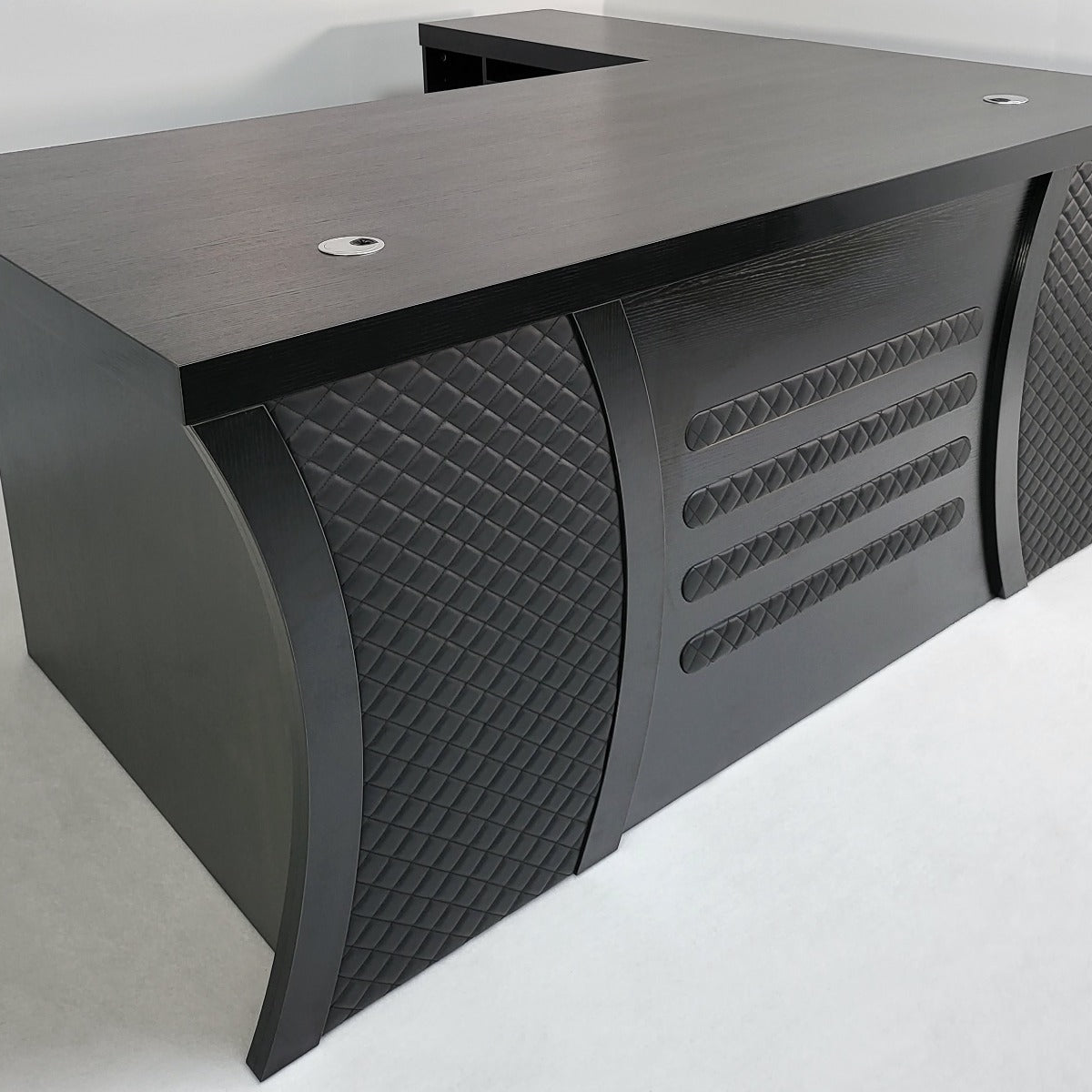 Modern Black Ash Executive Office Desk with Stylish Modesty Panel with ...