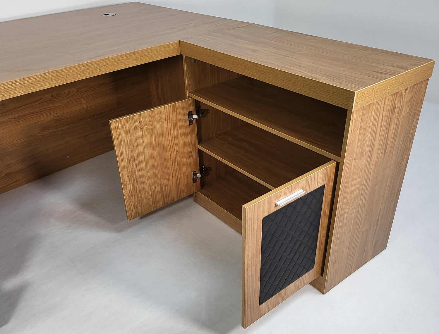 Modern Oak Executive Office Desk with Chesterfield Modesty Panel with ...