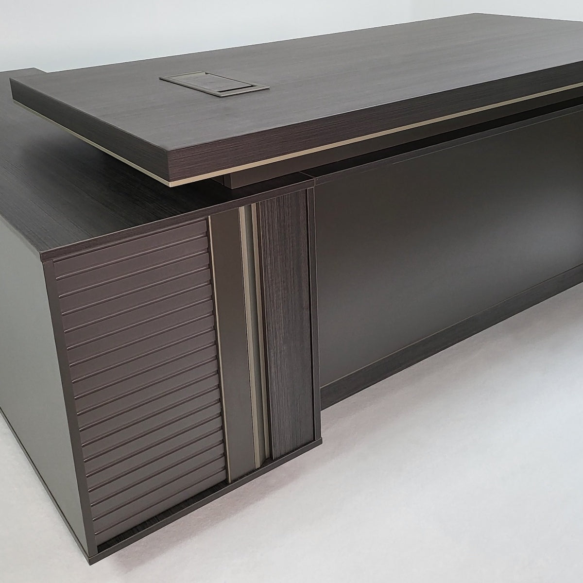 Modern Grey Oak Corner Executive Office Desk with Built in Storage - 2 ...