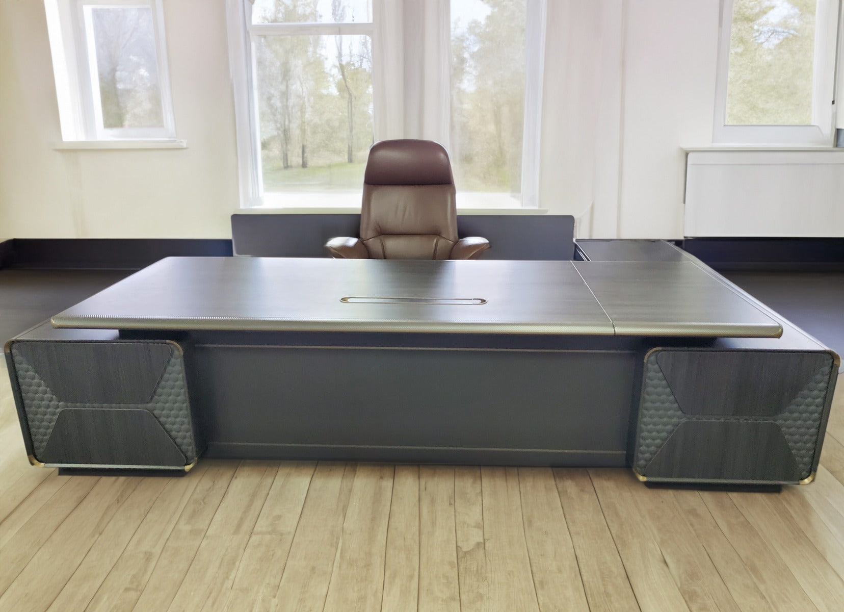 Grey office desks for home store