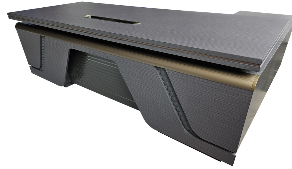 Large Modern Grey Oak Executive Corner Office Desk with Full Desktop a ...