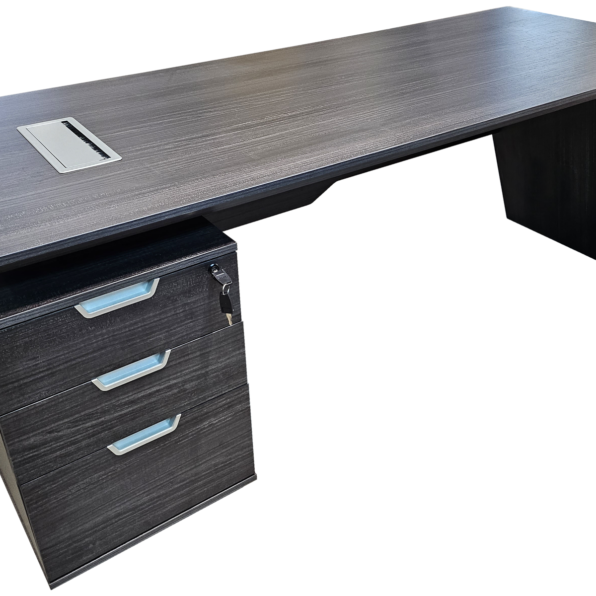 1800mm Grey Oak Veneer Executive Office Desk with Pedestal – Order ...