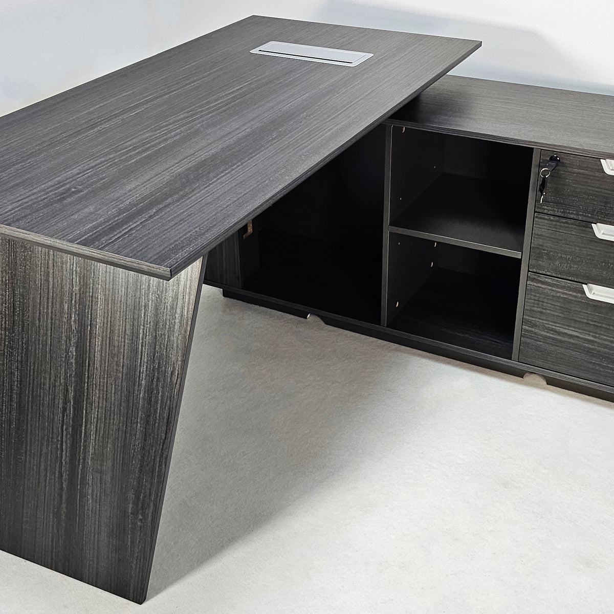 1800mm Grey Oak Veneer Executive Office Desk with Storage – Order ...