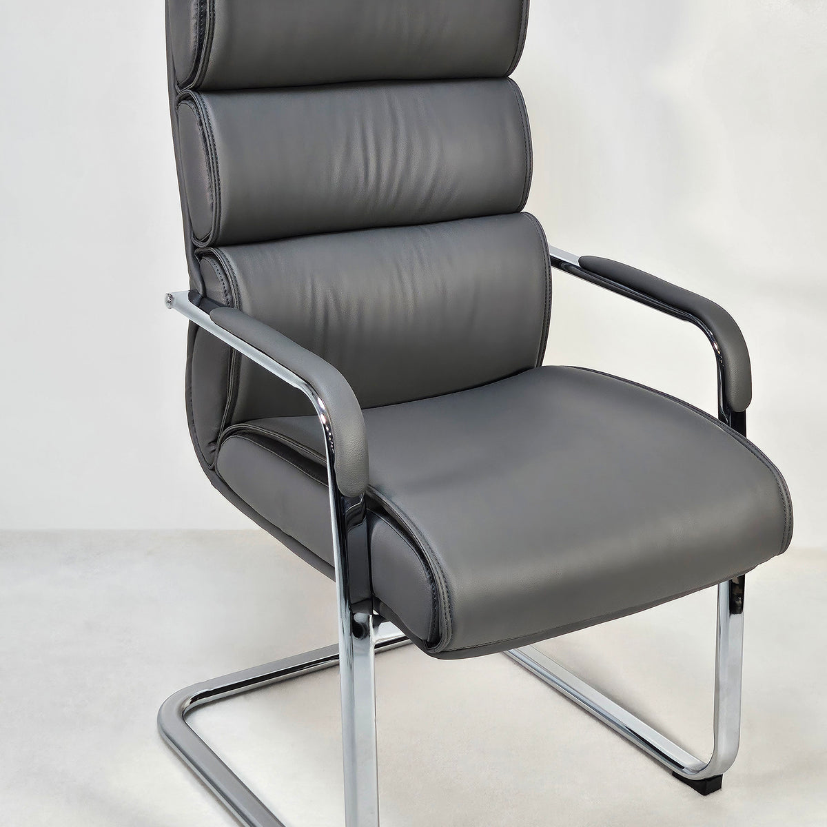 Modern High Back Grey Leather Visitor Chair - HB-286C – Order Office ...