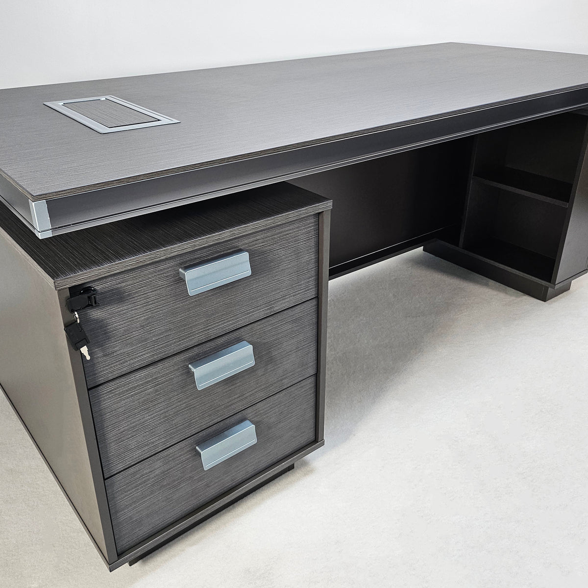 Modern Grey Aluminium Edged Melamine Corner Executive Office Desk with ...