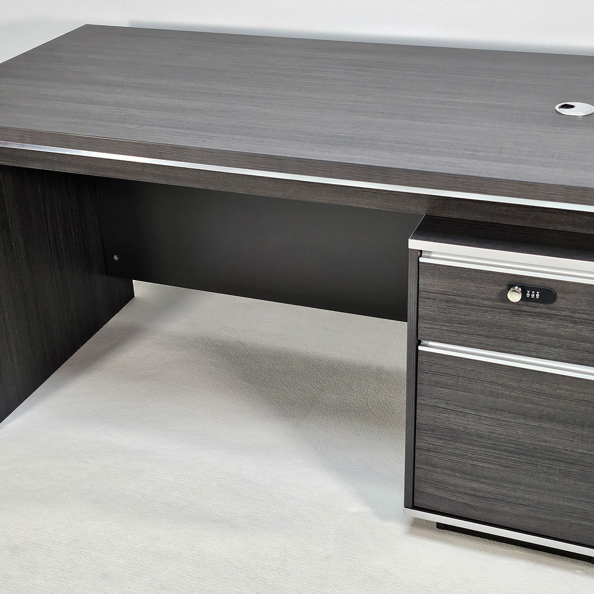 Modern Home Grey Oak Executive Office Desk with Built in Storage - 120 ...