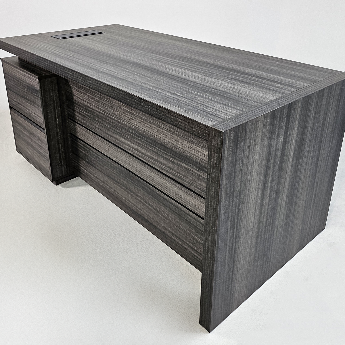 Modern Grey Oak Executive Office Desk with Built In Storage - A4 Suspe ...