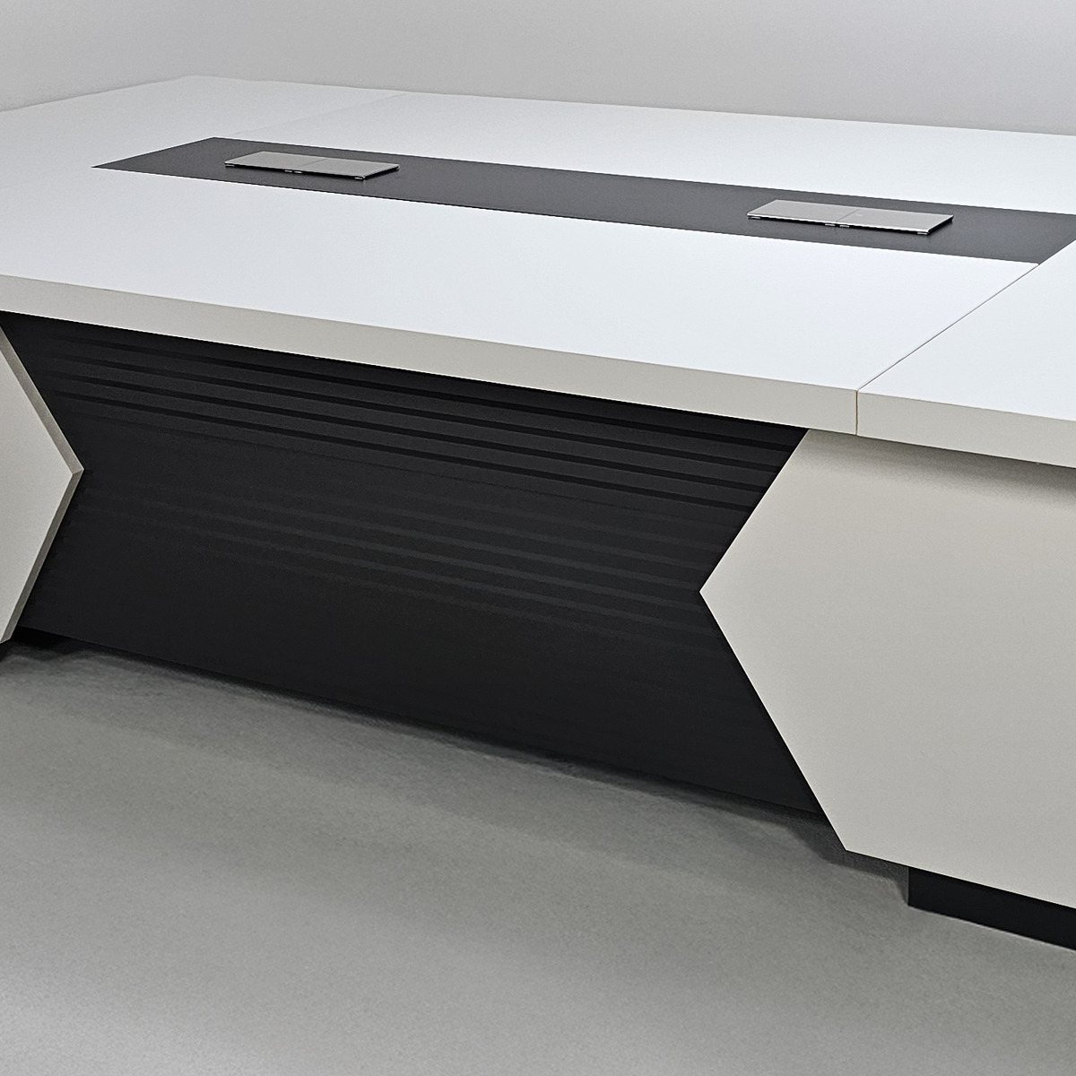 Quality Executive Boardroom Table in White - Table Top Power Integrate ...