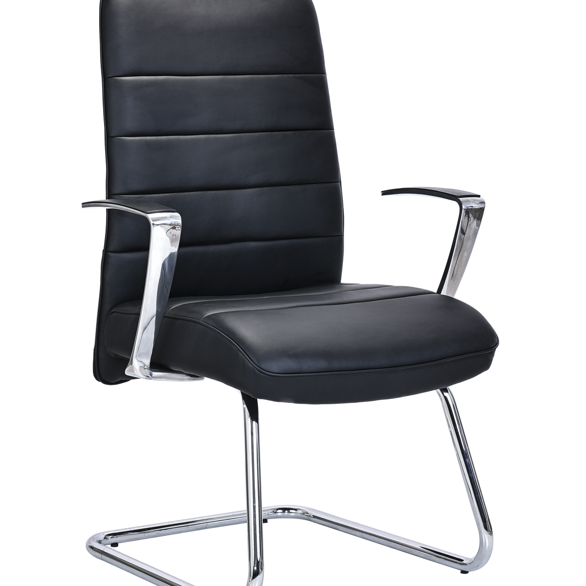 Modern Visitor Chair in Black Leather with Heavy Duty Cantilever Frame ...