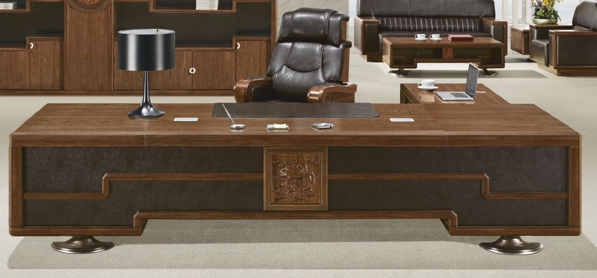 Luxury Large Executive Office Desk with Built in Storage and Side ...