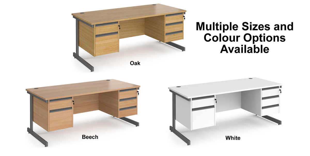 Contract Cantilever Leg Straight Office Desk with Three and Two Drawer ...