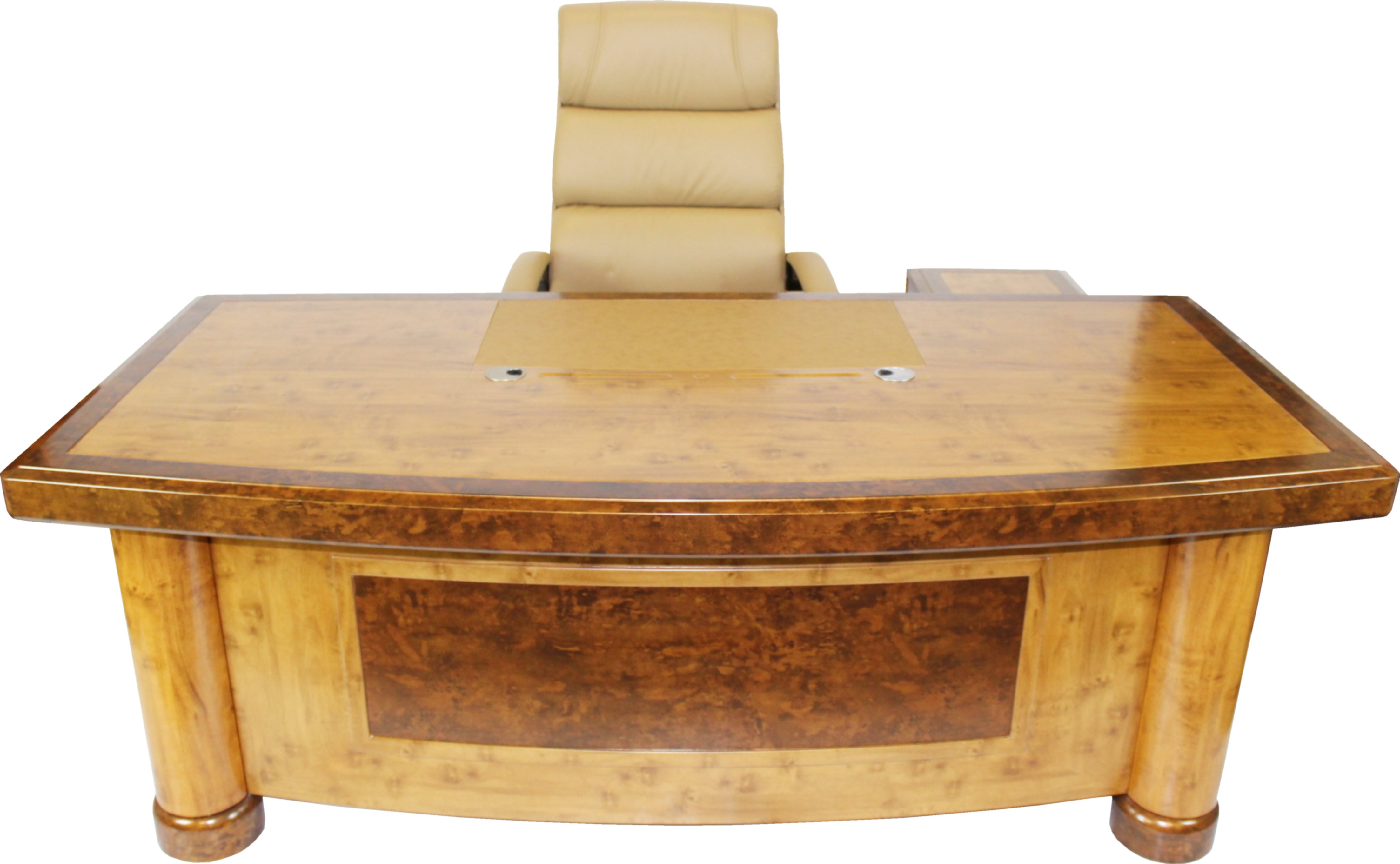 High Quality Executive Desk In Two Tone Yew Finish with Pedestal and R ...