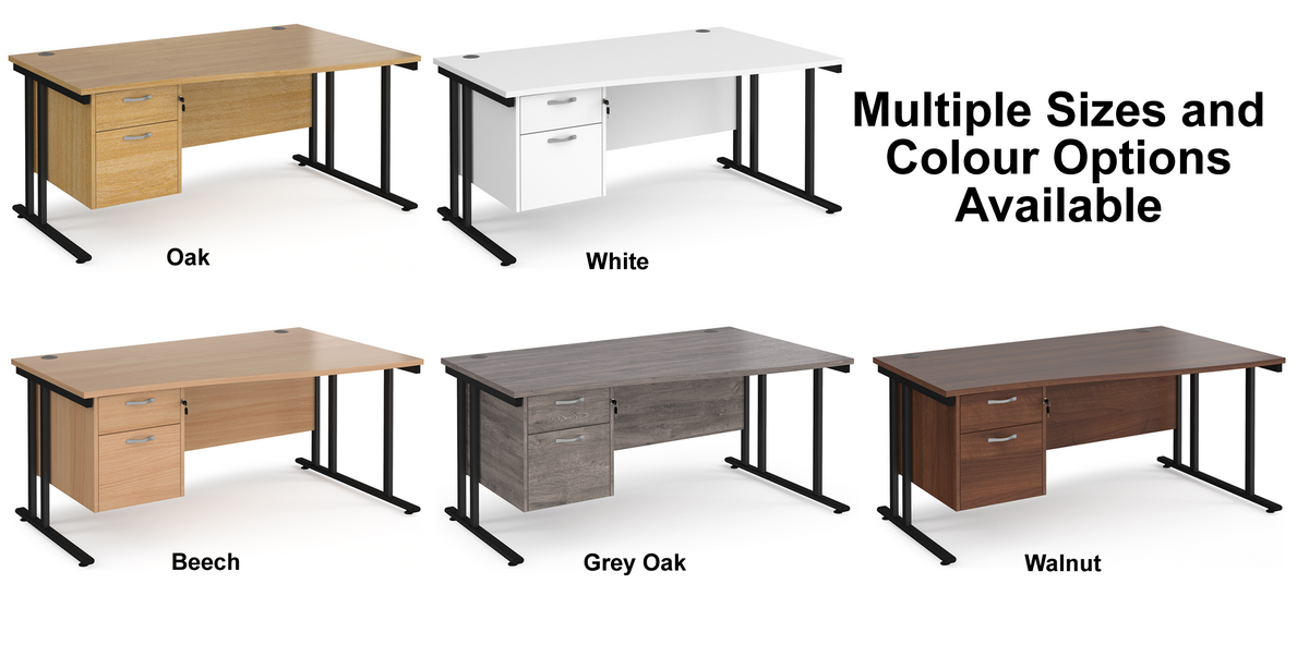 Maestro Cantilever Leg Right Hand Wave Office Desk with Two Drawer Ped ...
