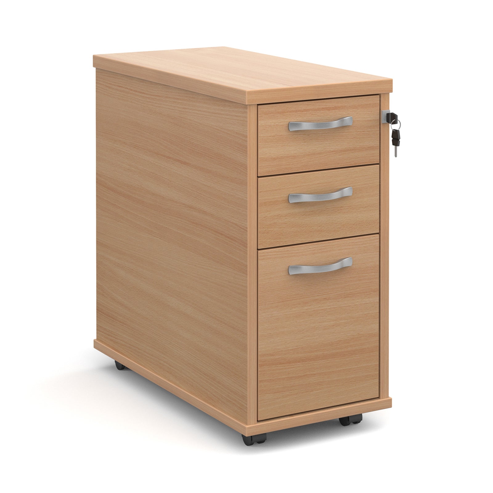 Universal Three Drawer Tall Slimline Mobile Pedestal 300mm Wide Order Office Furniture