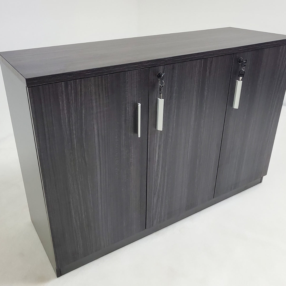 Modern 1200mm Wide Grey Oak Executive Office Three Door Cupboard - LX ...