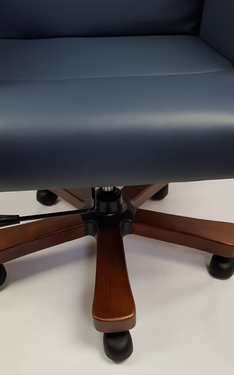 Blue Leather Solid Wood Executive Office Chair - HB1819-BL – Order ...